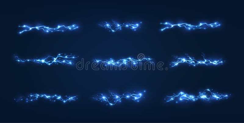 Powerful Blue Lightning Bolt with Zigzag Energy and Glowing Wave ...