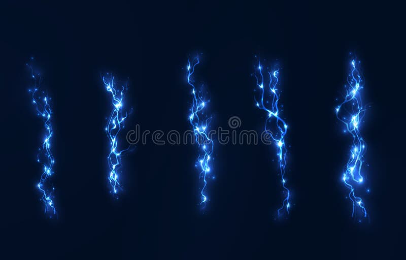 Powerful Blue Lightning Bolt with Zigzag Energy and Glowing Wave ...
