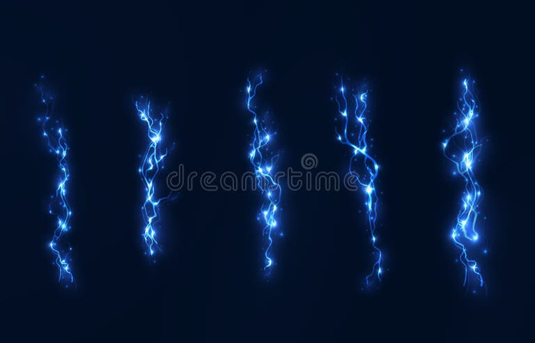Powerful Blue Lightning Bolt with Zigzag Energy and Glowing Wave ...
