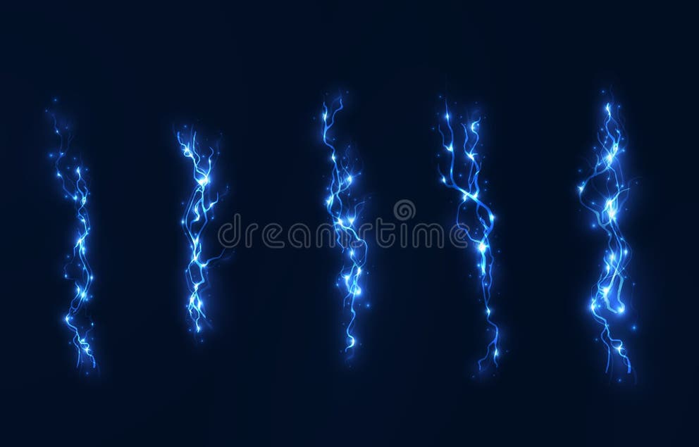 Powerful Blue Lightning Bolt with Zigzag Energy and Glowing Wave ...