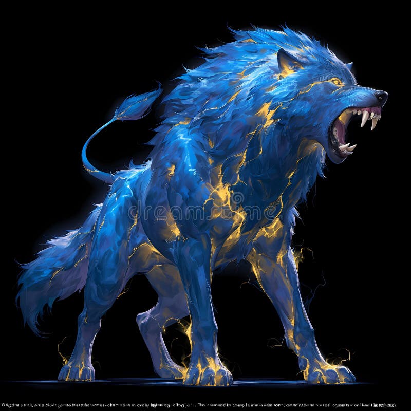 Powerful Blue Mythical Beast Stock Illustration - Illustration of ...