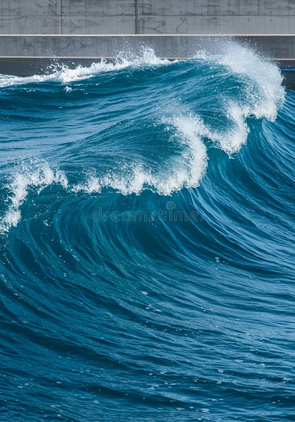 Powerful Blue Ocean Wave Crashing Stock Illustration - Illustration of ...