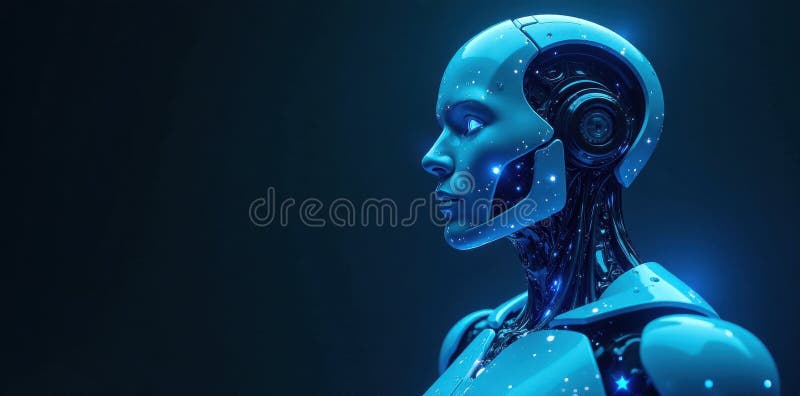 Powerful Blue Screen Robotic Figure, Glowing Details, Blue, System ...