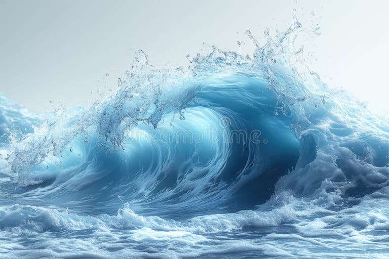 A Powerful Blue Wave Crashes into the Ocean, Creating a Foamy Splash Stock Image - Image of ...
