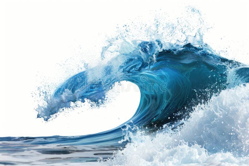 Powerful Blue Wave Crashing into the Ocean, Perfect for Environmental ...