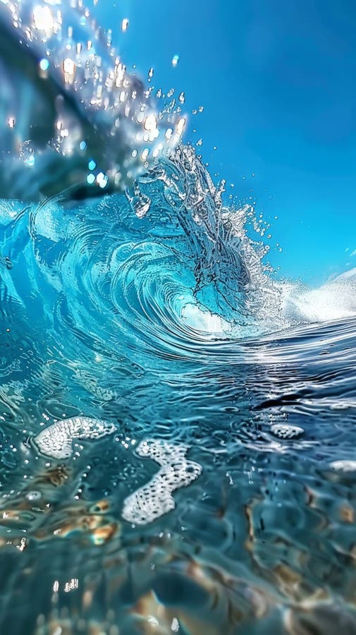 A Powerful Blue Wave Forms an Impressive Arc. Ocean Storm Landscape ...