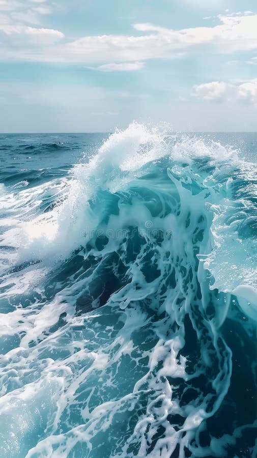A Powerful Blue Wave Forms an Impressive Arc. Ocean Storm Landscape ...