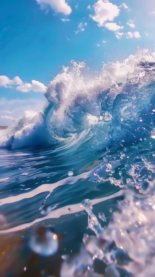 A Powerful Blue Wave Forms an Impressive Arc. Ocean Storm Landscape ...