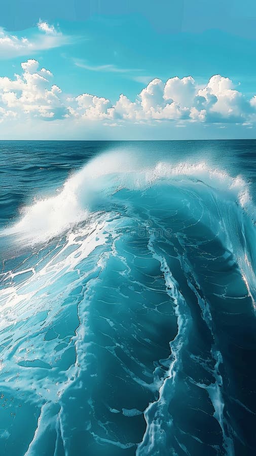 A Powerful Blue Wave Forms an Impressive Arc. Ocean Storm Landscape ...