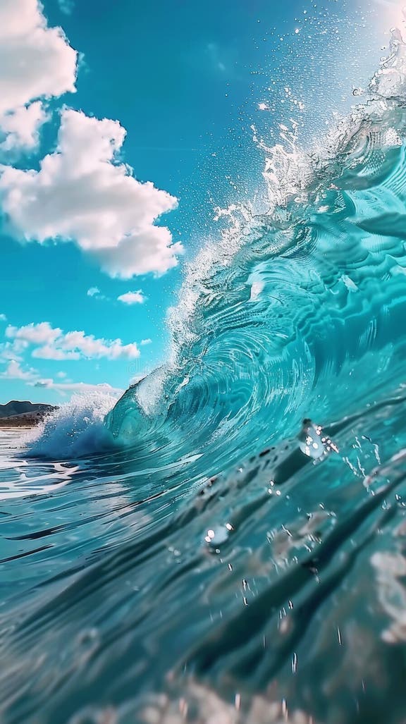 A Powerful Blue Wave Forms an Impressive Arc. Ocean Storm Landscape ...
