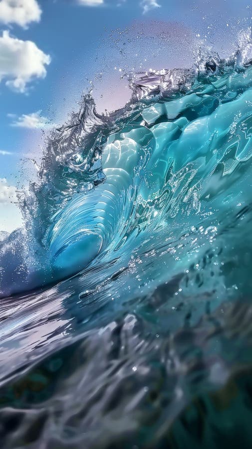 A Powerful Blue Wave Forms an Impressive Arc. Ocean Storm Landscape ...