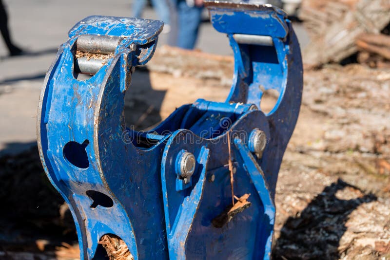 Powerful, Blue Wood Splitting Tool Stock Image - Image of split, bark ...