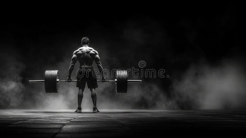 Powerful Bodybuilder Preparing To Lift Heavy Weight Stock Illustration ...