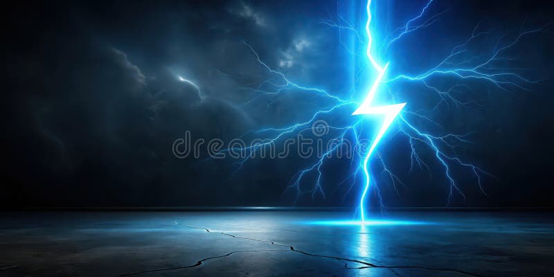 A Powerful Bolt of Lightning Strikes a Cracked Surface during a ...