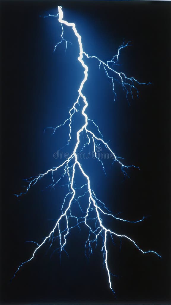 A Powerful Bolt of Lightning Tears through the Dark Stormy Clouds Stock ...
