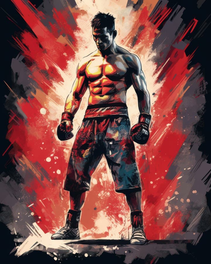 Powerful Boxer. Created by Generative Artificial Intelligence Stock ...