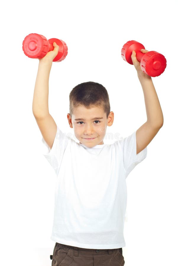 Ambitious, Determined Little Boy Trying To Lift Stock Photo - Image of ...