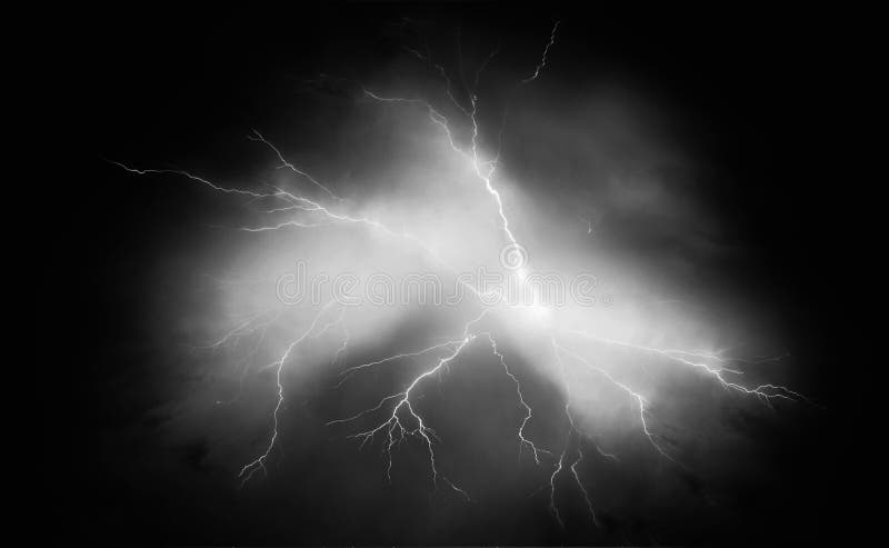 Powerful Bright Lightning Burst on the Night Sky Stock Image - Image of ...