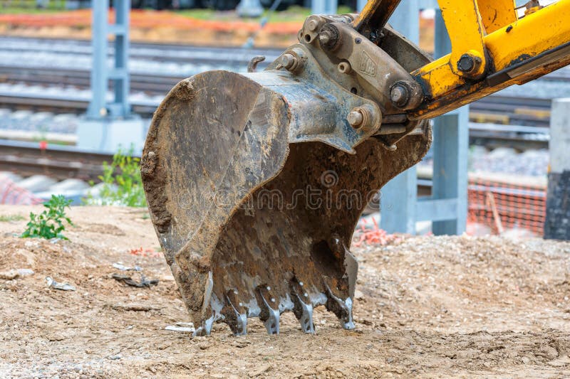 The Powerful Bucket of a Construction Excavator. Stock Image - Image of ...