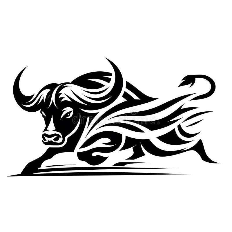 A Powerful Bull Depicted in a Striking Tribal Design. Stock ...