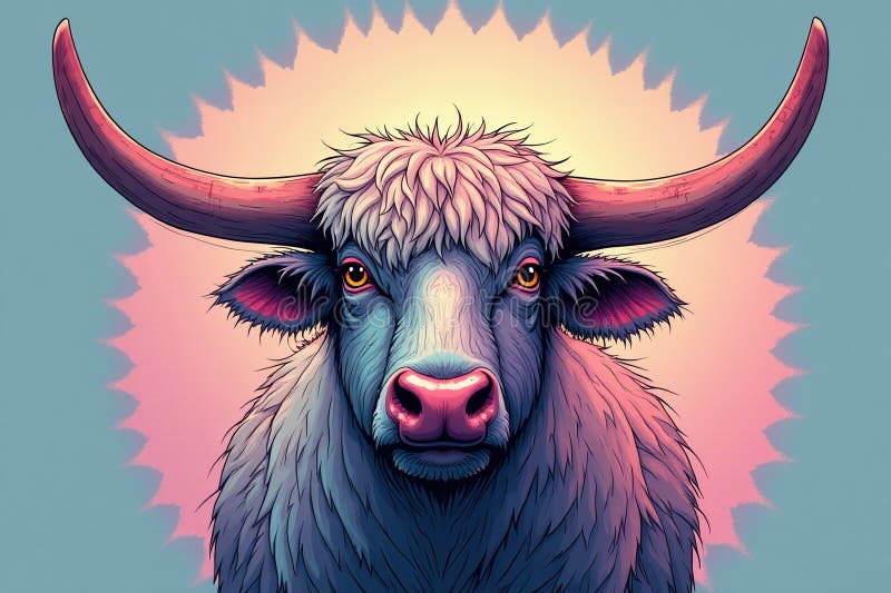 Powerful Bull with Fierce Eyes Stock Illustration - Illustration of ...