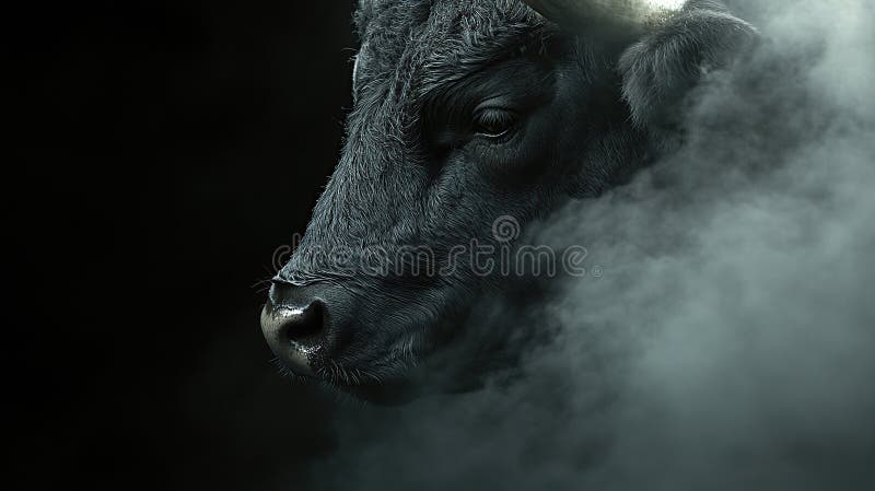 Powerful Bull Portrait, Smoky Studio Backdrop, Advertisement Stock ...
