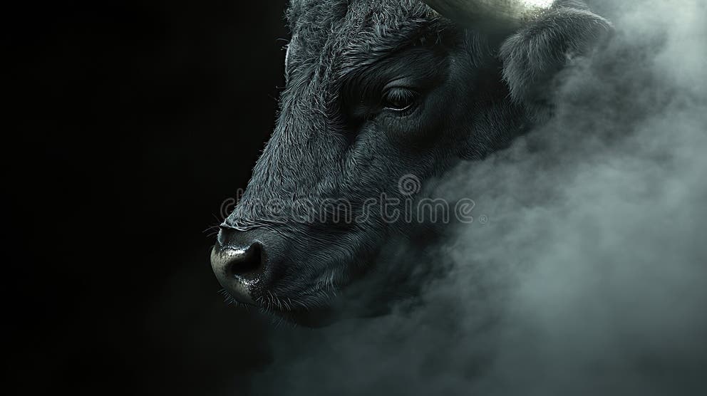 Powerful Bull Portrait, Smoky Studio Backdrop, Advertisement Stock ...