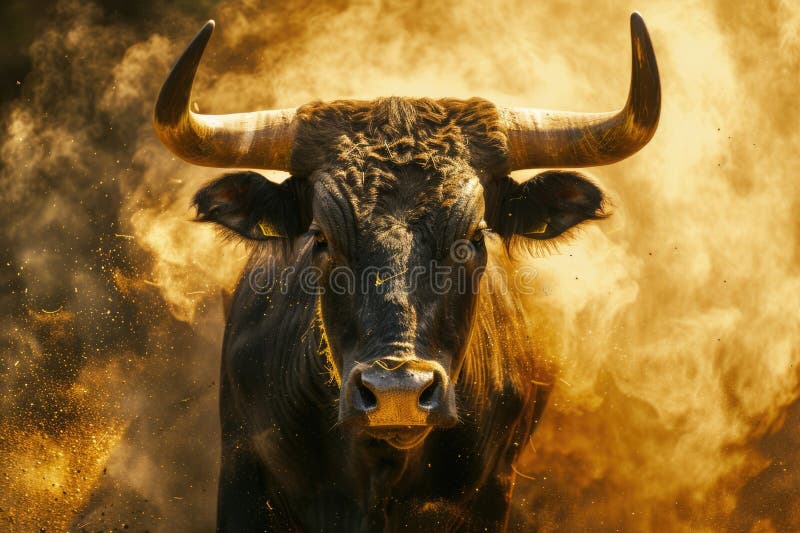 Powerful Bull Standing in Dusty Environment, Ideal for Agricultural ...