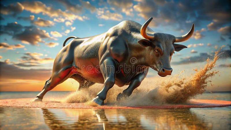 Powerful Bull Statue Emerges from Water, Symbolizing Strength and ...