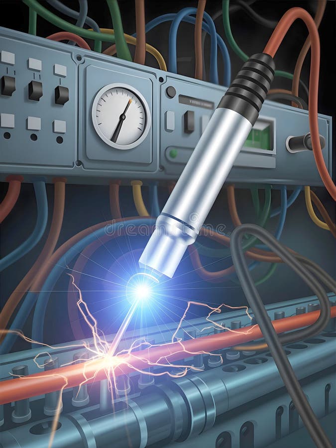 A Powerful Burst of Blue Energy Emanates from a Tool Interacting Stock ...