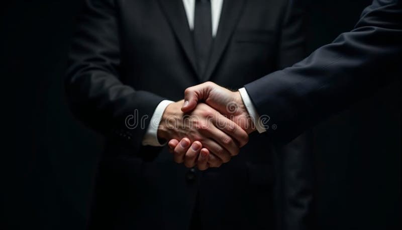 Powerful Business Handshake: a Dramatic, Darkly Lit Image Stock ...