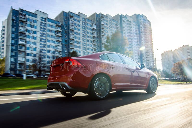 Powerful Car on Race Way. Motion Capture. Stock Image - Image of drive ...