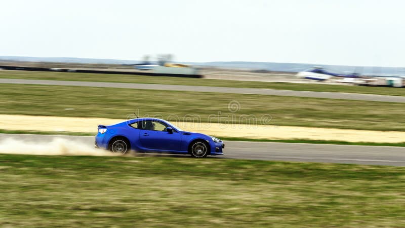Powerful Car on Race Way. Motion Capture Stock Photo - Image of race ...