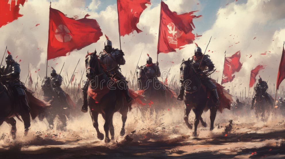 Powerful Cavalry Charge Across the Battlefield Under a Dramatic Sky ...