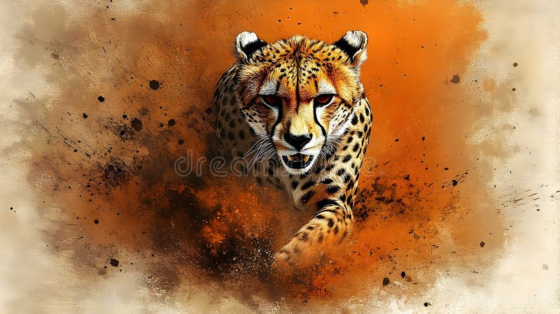 Powerful Cheetah in Motion, Amidst a Dramatic Backdrop of Exploding ...