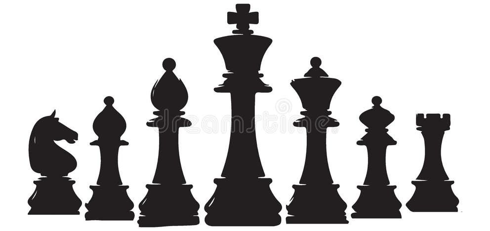 Powerful Chess Pieces Array Illustration Strategy Game Tactics Concept ...