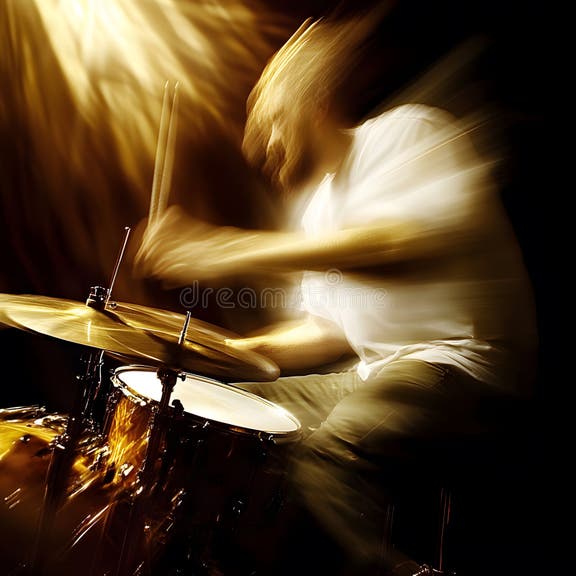 A Powerful Close-up Captures the Drummer Mid-performance Stock Image ...