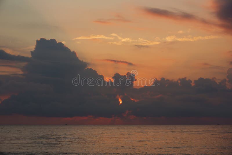 Powerful Clouds at Sunset in the Sea 005 Stock Photo - Image of orange ...