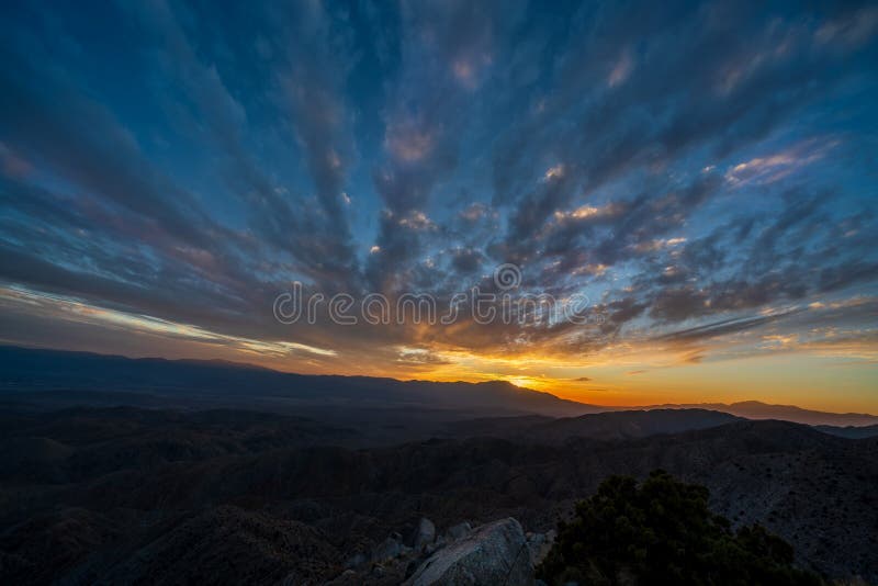 Powerful Cloudy Sunset Over Mountain Range Stock Image - Image of ...