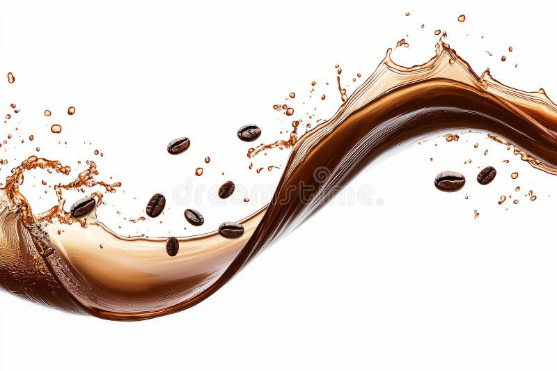 A Powerful Coffee Wave in Motion, Forming Elegant Curves and Swirls ...