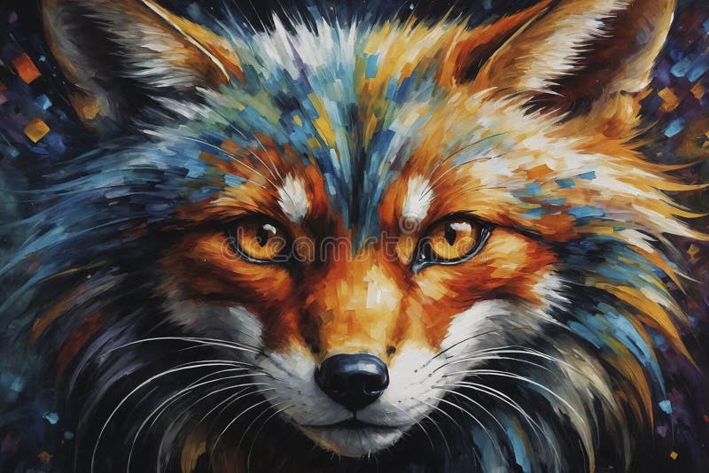 Powerful Colorful Fox Face Logo Facing Forward,Printable Art,Wall Decor ...