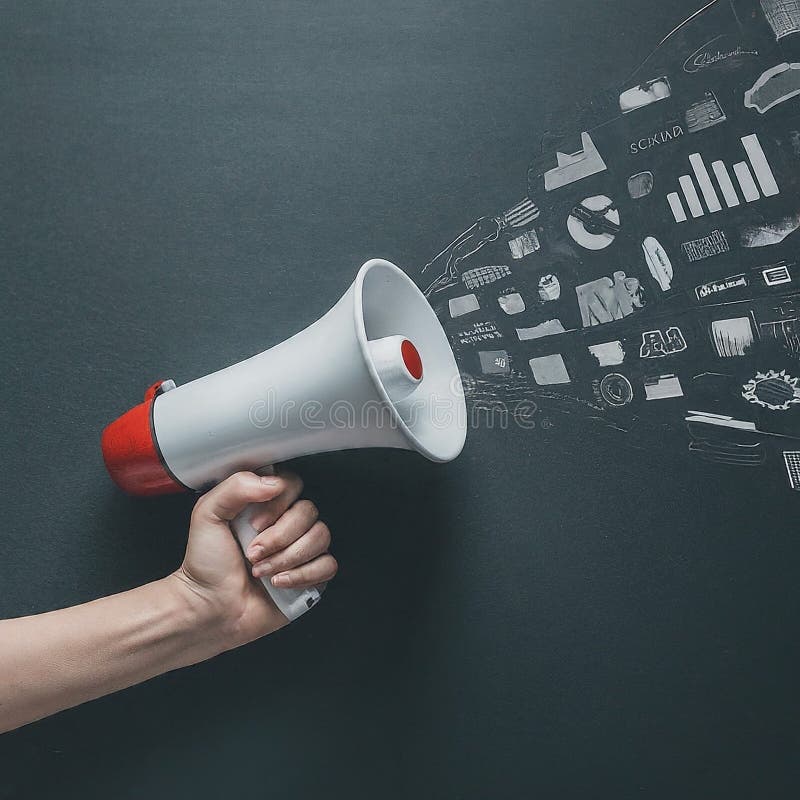 Powerful Communication: Megaphone, Data Visualization, Marketing Stock ...