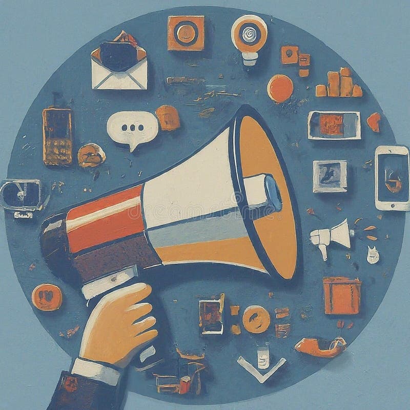 Powerful Communication: Megaphone, Social Media, Technology Stock ...