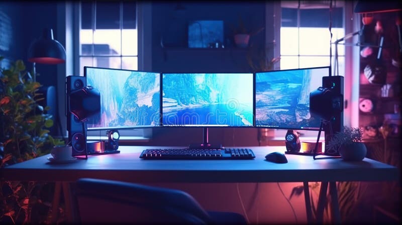 Powerful Computer Gaming Rig AI Generated Image Stock Illustration ...