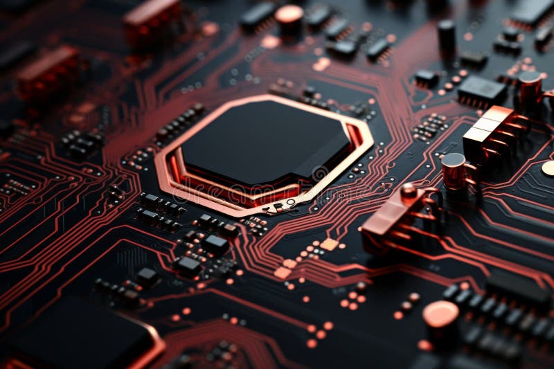 A Powerful Computer Processor or Chip on a Motherboard. Central ...