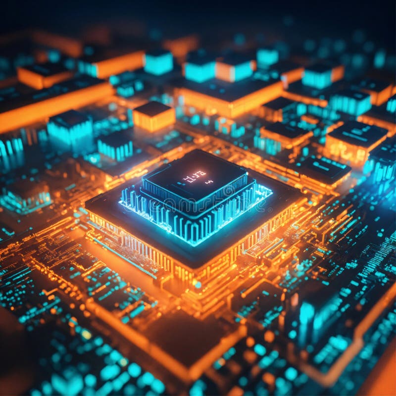 A Powerful Computer Processor. Stock Image - Image of stadium, signage ...