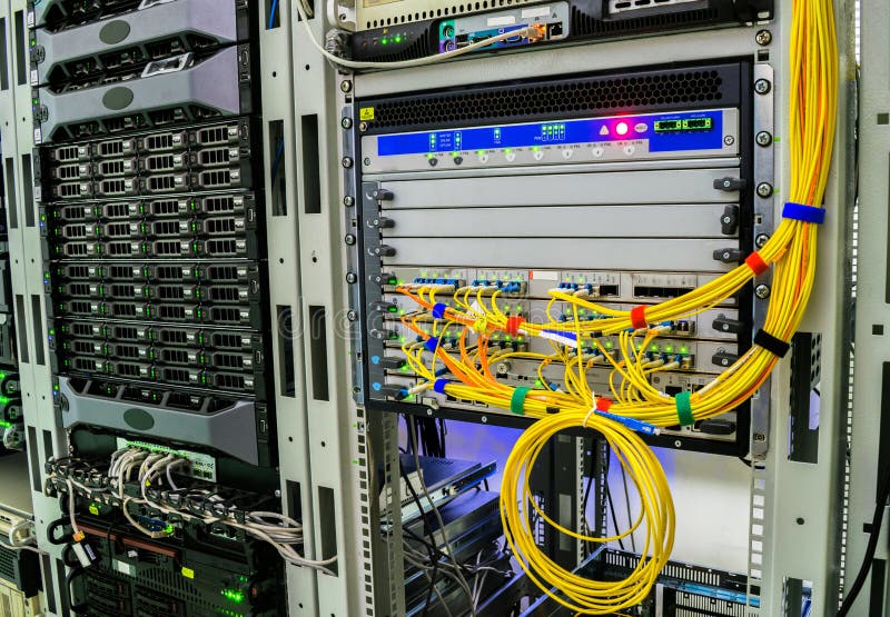 Several Racks with Telecommunication Equipment are in the Data Center ...