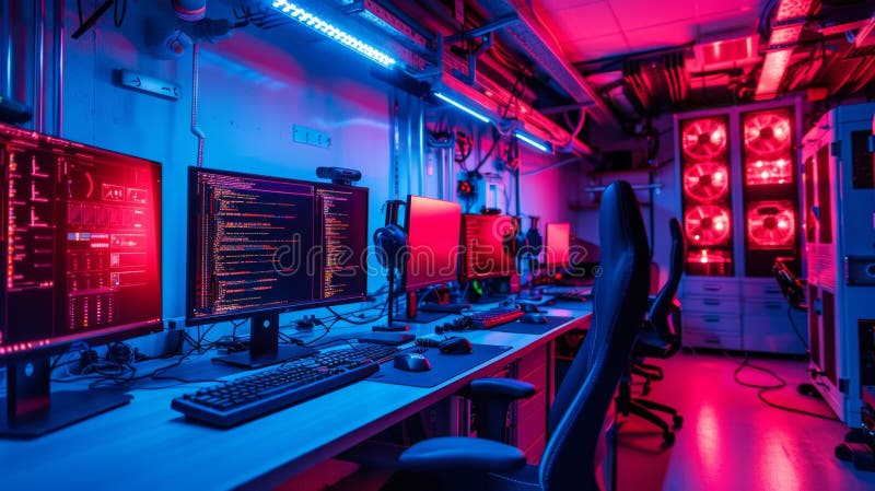 Powerful Computers Running Complex Calculations in a Research Lab Stock ...