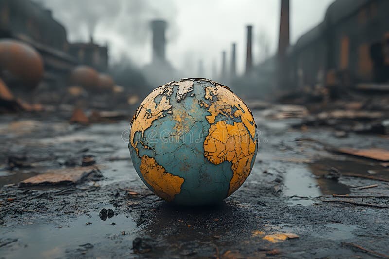A Powerful Concept of Air Pollution Featuring a Distressed Globe with ...