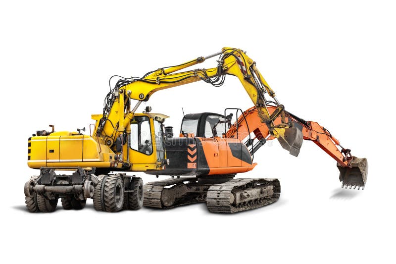 Powerful Construction Excavators, Ready for Heavy-duty Work at a ...